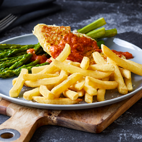 Produits McCain: frites, potatoes, spécialités pommes de terre.